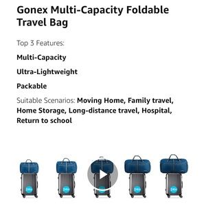 Gonex | Bags | Gonex 6l Large Foldable Weekender Travel Duffel Bag ...
